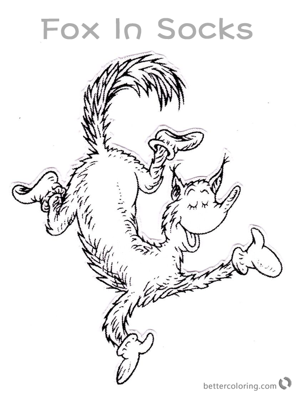 Fox In Socks By Dr Seuss Coloring Pages Fox Dancing Free Printable 