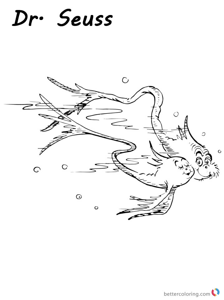 Dr Seuss One Fish Two Fish Coloring Pages Cat And Fish Free Printable Coloring Pages