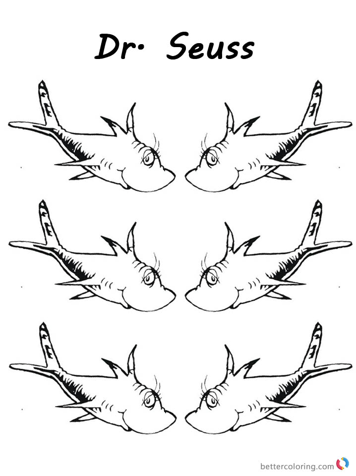 Dr Seuss One Fish Two Fish Coloring Pages
