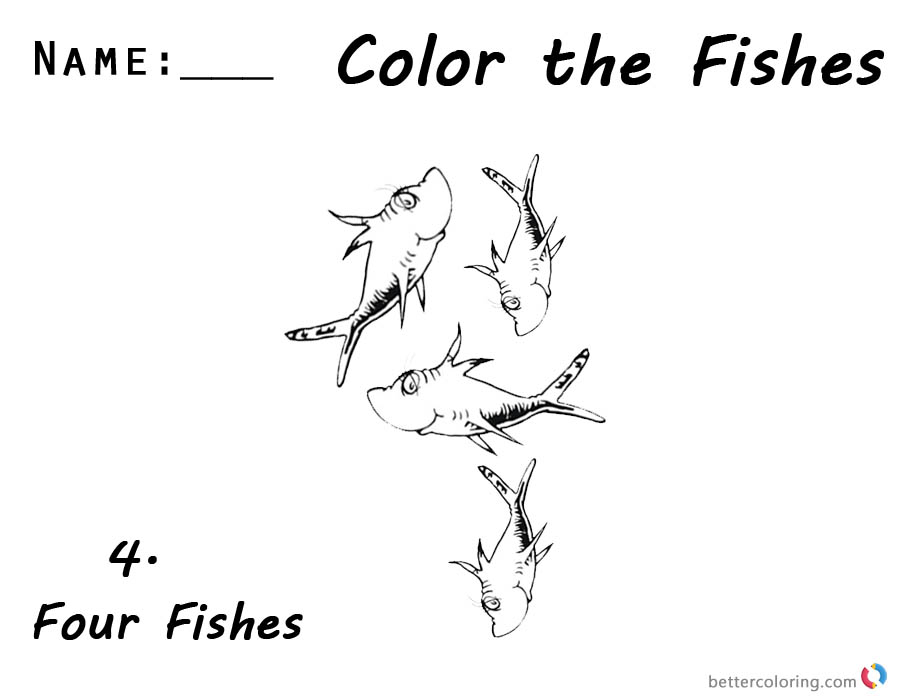 Dr Seuss One Fish Two Fish Coloring Pages Number 4 For Kids Free 