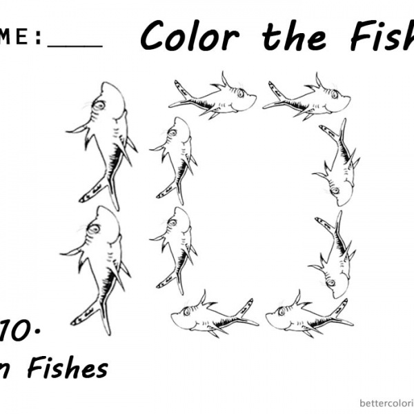 Dr Seuss One Fish Two Fish Coloring Pages Colorful Fishes - Free ...