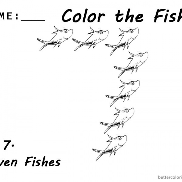 One Fish Two Fish Coloring Pages number 1 workseet by Dr Seuss - Free ...