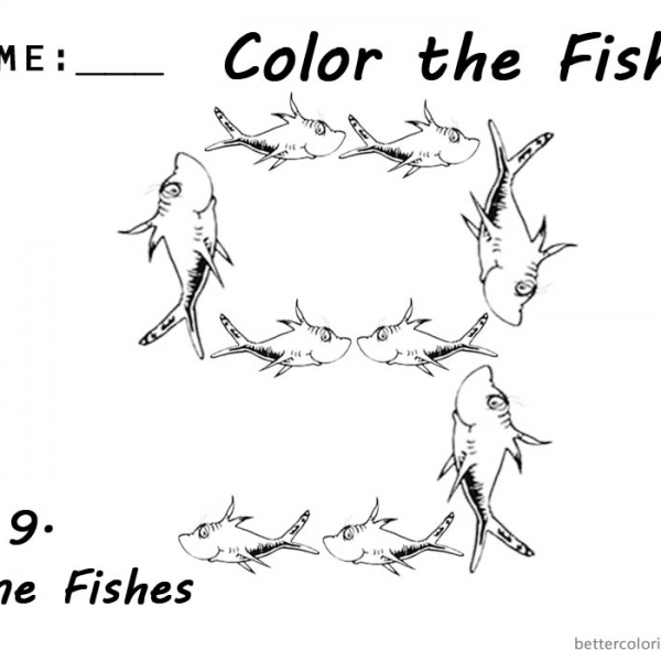 One Fish Two Fish Coloring Pages number 1 workseet by Dr Seuss - Free ...