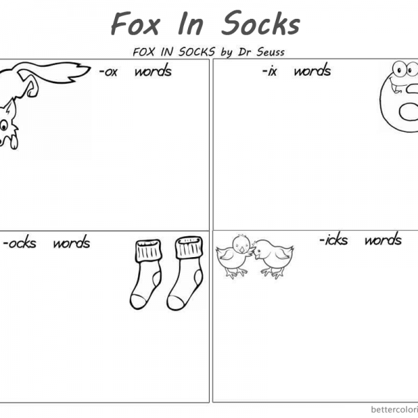 Fox in Socks by Dr Seuss Coloring Pages Designer Socks - Free Printable ...