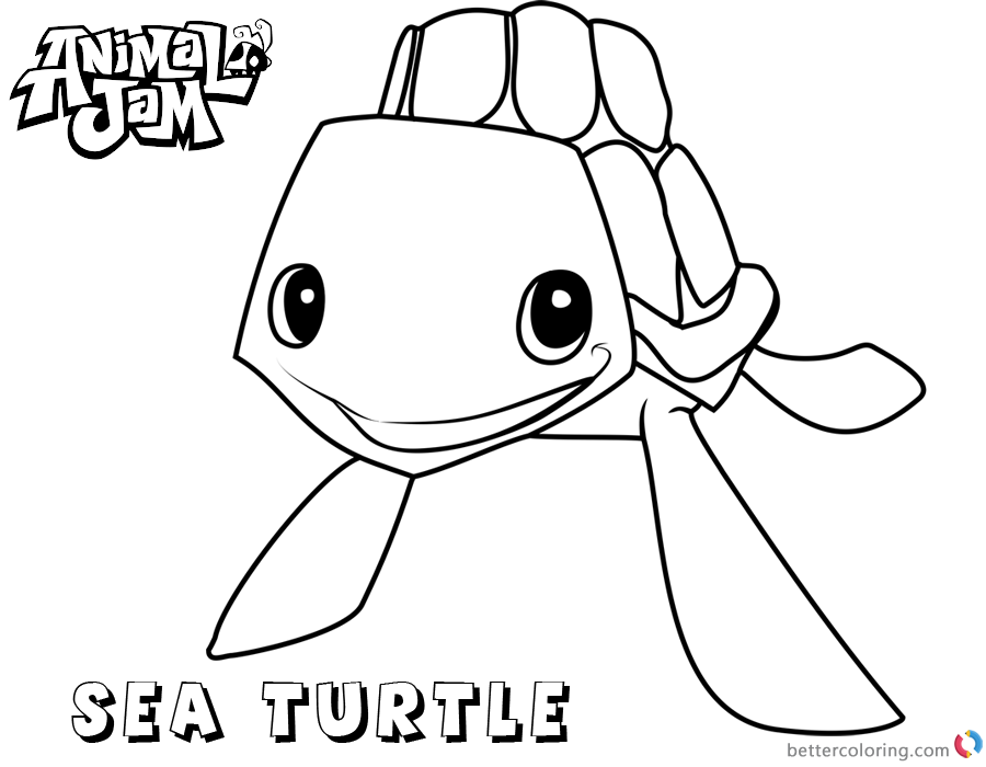 Animal Jam Coloring Pages sea turtle - Free Printable Coloring Pages