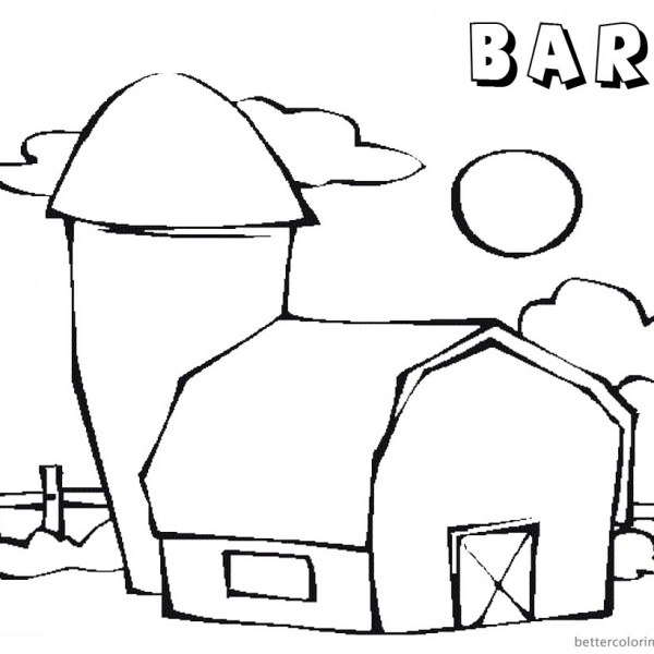 Barn Coloring Pages tall barn with a door and a window - Free Printable ...