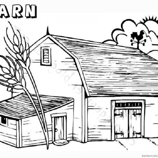 Barn Coloring Pages Flowers in the window - Free Printable Coloring Pages