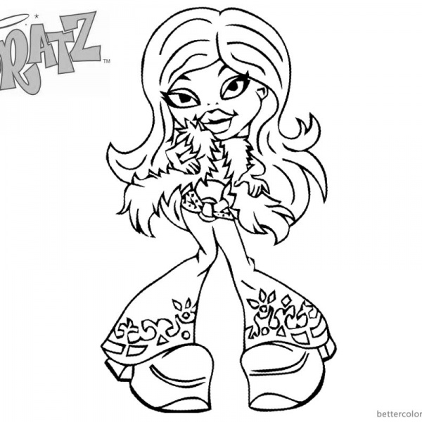 Bratz Coloring Pages Four Glamor Girls - Free Printable Coloring Pages