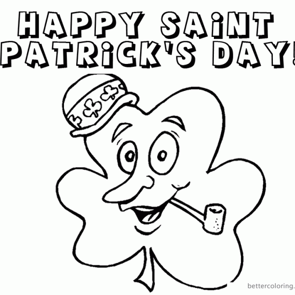 Cartoon Shamrock coloring pages with hat - Free Printable Coloring Pages