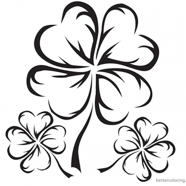 Simple Four Leaf Clover Coloring Pages for good luck - Free Printable ...