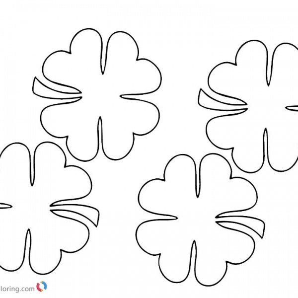 Four Leaf Clover Coloring Pages flowers under rainbow - Free Printable ...