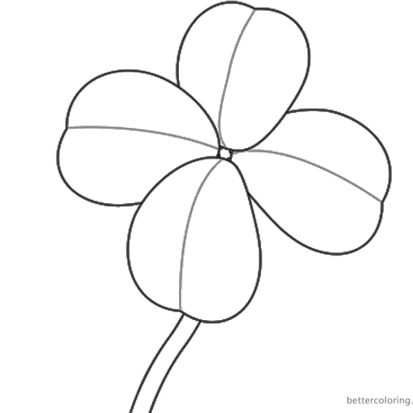 Four Leaf Clover Coloring Pages flowers under rainbow - Free Printable ...