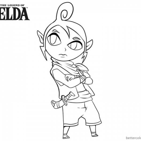 Legend of Zelda Coloring Pages Link with Sword and Shield - Free ...