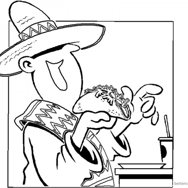 Taco Coloring Page Smile Cartoon Taco - Free Printable Coloring Pages