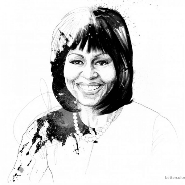 Michelle Obama Coloring Page Graceful Lady - Free Printable Coloring Pages