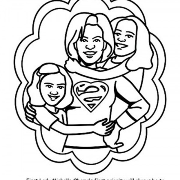Michelle Obama Coloring Page Graceful Lady - Free Printable Coloring Pages