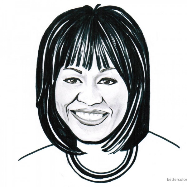 Michelle Obama Coloring Page Graceful Lady - Free Printable Coloring Pages