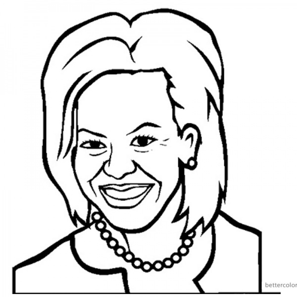 Michelle Obama Coloring Page Graceful Lady - Free Printable Coloring Pages