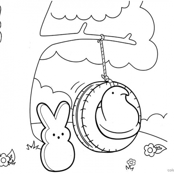 Peeps Coloring Pages Three Easter Bunnies Pattern - Free Printable ...