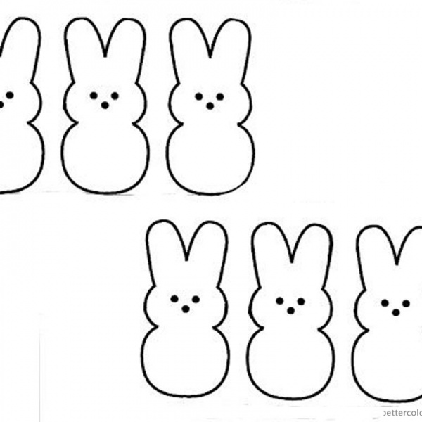 Peeps Coloring Pages Three Easter Bunnies Pattern - Free Printable ...
