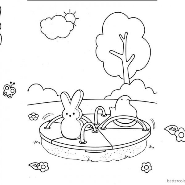 Peeps Coloring Pages Three Easter Bunnies Pattern - Free Printable ...