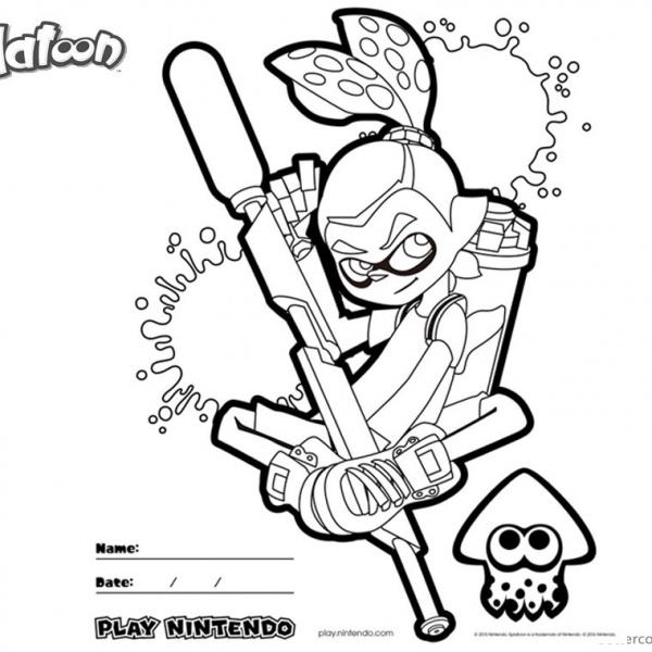 Splatoon Coloring Pages Squid Pattern Worksheet - Free Printable ...