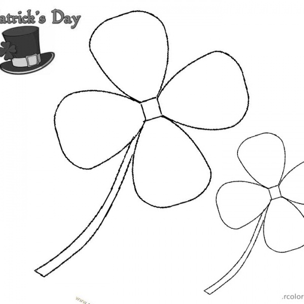 Four Leaf Clover Coloring Pages for St Patrick day simple for kids ...