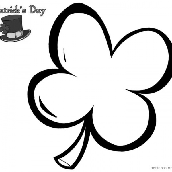 Four Leaf Clover Coloring Pages for St Patrick day simple for kids ...