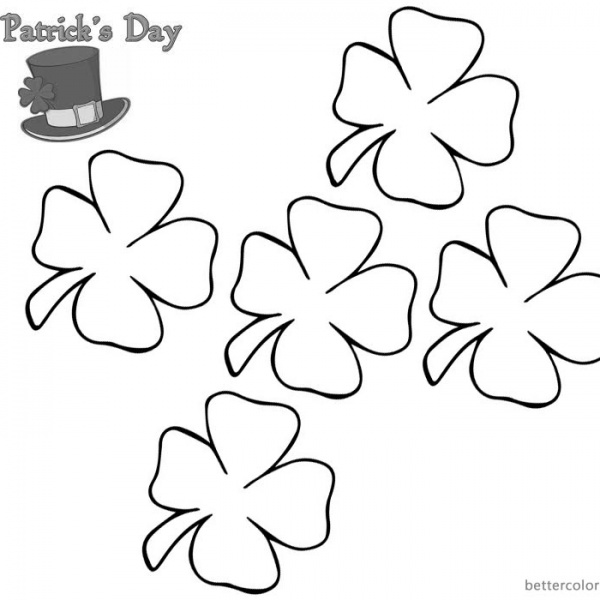 Four Leaf Clover Coloring Pages for St Patrick day simple for kids ...