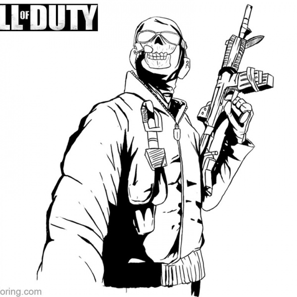 Call of Duty Coloring Pages Ghost Lineart - Free Printable Coloring Pages
