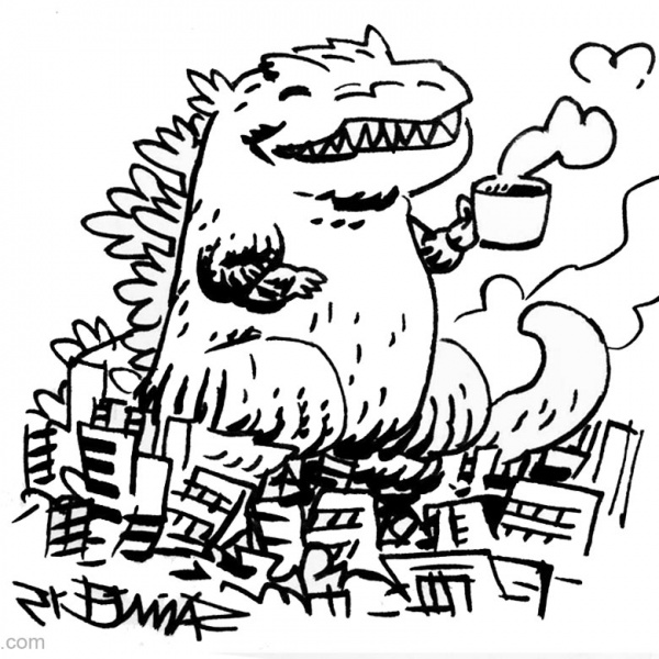 Godzilla Coloring Pages Godzilla vs Anguirus - Free Printable Coloring ...