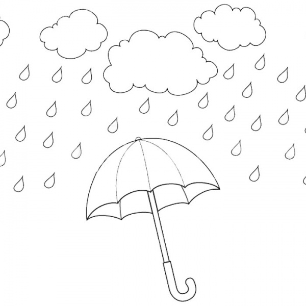 Raindrop Coloring Pages Umbrella Template for Preschool - Free ...