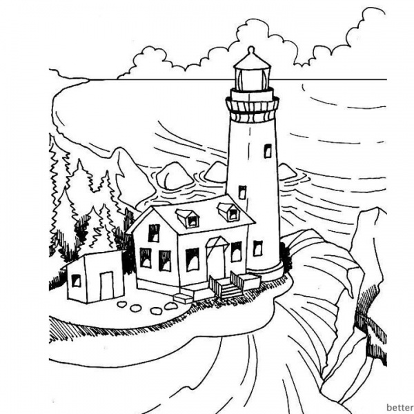 Simple Lighthouse Coloring Pages - Free Printable Coloring Pages