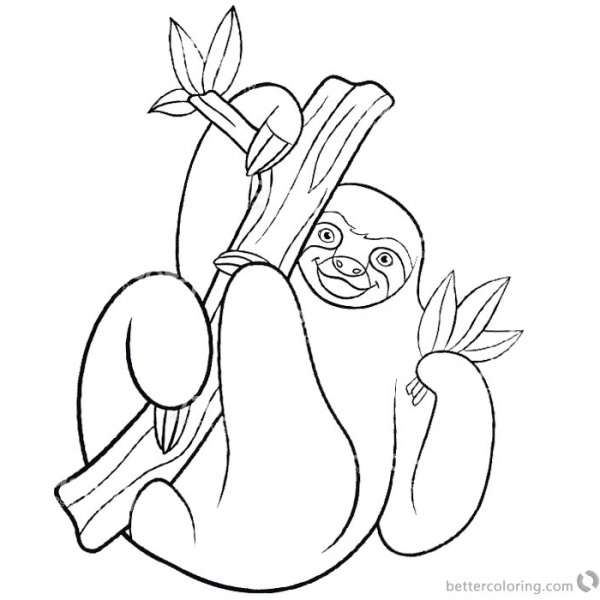 Sloth Coloring Pages Realistic Three Toed Sloth - Free Printable ...
