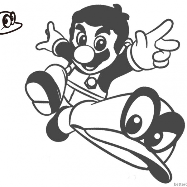 Mario Cappy Hat Coloring Pages