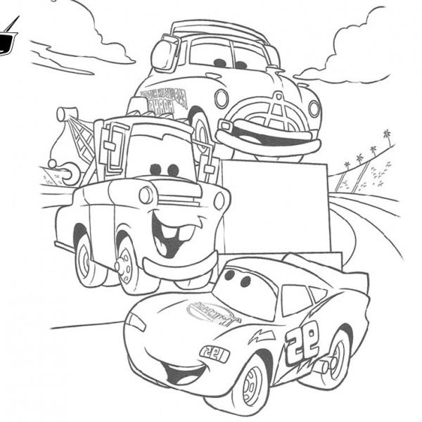 Cars Pixar Coloring Pages Doc Hudson Line Drawing - Free Printable ...