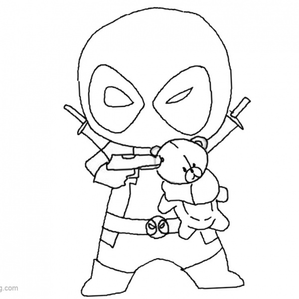 Marvel Chibi Deadpool Coloring Pages with A Bag - Free Printable ...