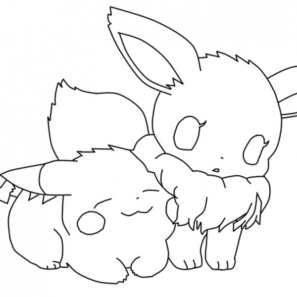 Eevee And Pikachu Coloring Pages