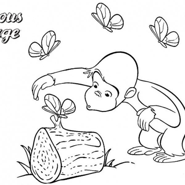 Curious George Coloring Pages with Balloons - Free Printable Coloring Pages