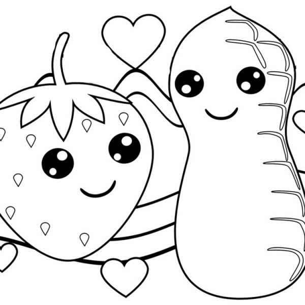 Cute Food Coloring Pages Many Snacks - Free Printable Coloring Pages