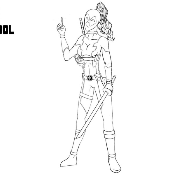 Deadpool Coloring Pages Girl Lineart - Free Printable Coloring Pages