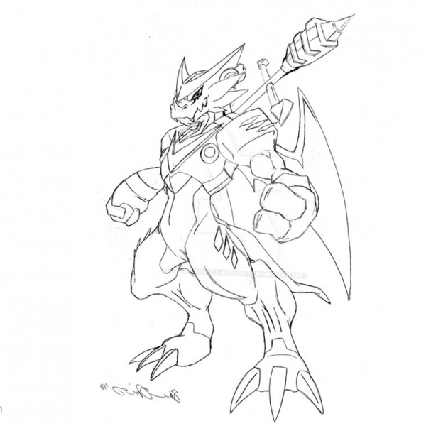 Digimon Coloring Pages Metalgreymon Line Drawing by cutejana17 - Free ...
