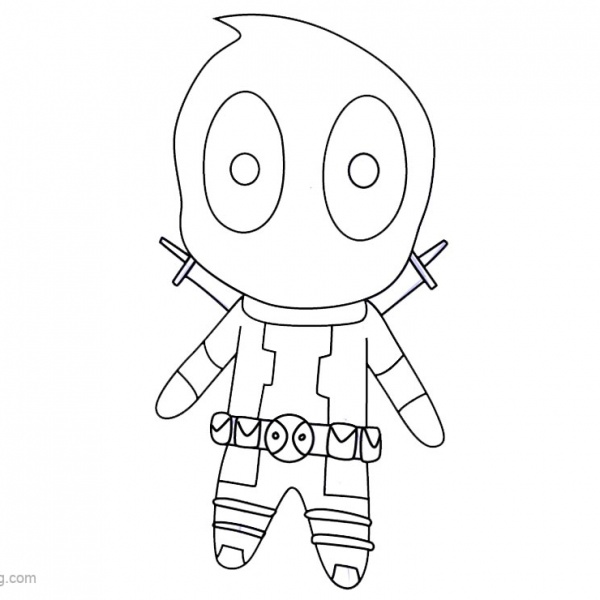 Marvel Chibi Deadpool Coloring Pages with A Bag - Free Printable ...