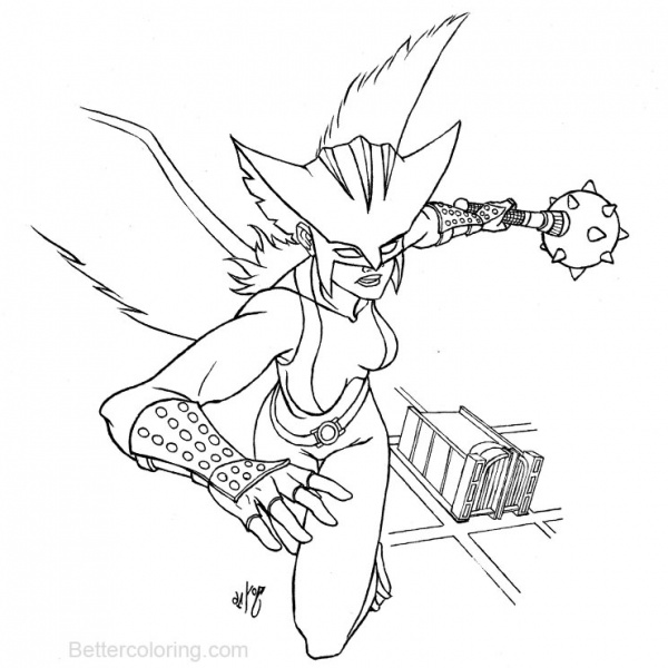 Hawkgirl Coloring Pages Fan Drawing from Justice League - Free ...