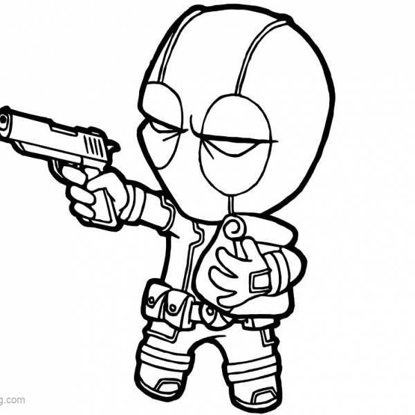Chibi Deadpool Coloring Pages with Knife and Gun - Free Printable ...