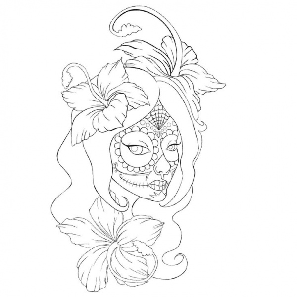Coloring Pages Sugar Skull Girl
