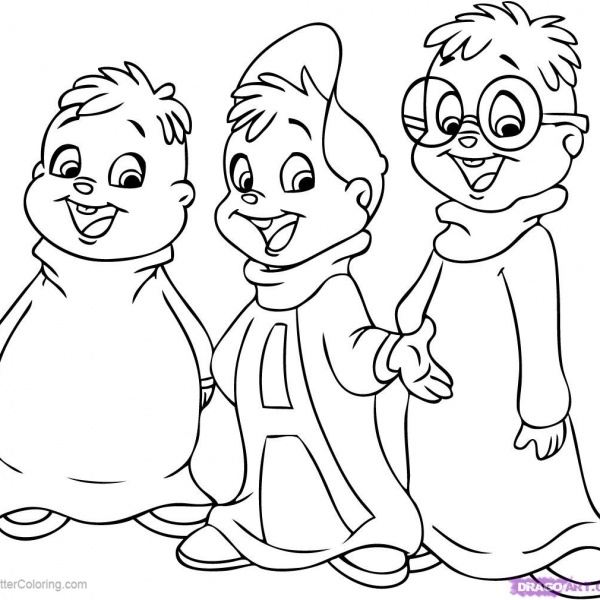 Alvin and The Chipmunks Coloring Pages Line Drawing - Free Printable ...