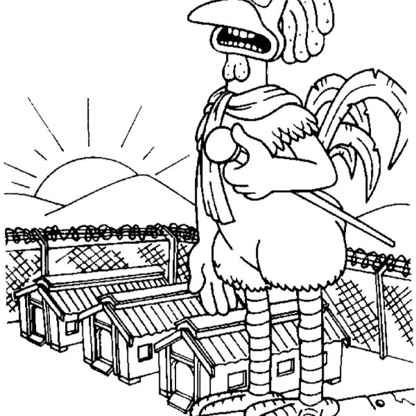 Chicken Run Coloring Pages Sitter on the Roof - Free Printable Coloring ...