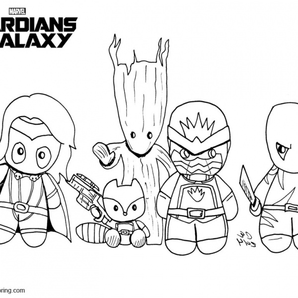 Chibi Groot from Guardians of the Galaxy Coloring Pages - Free ...