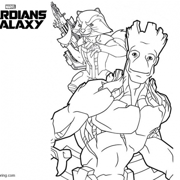 Guardians of the Galaxy Rocket and Groot Coloring Pages - Free ...